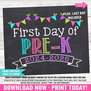 Pink First and Last Day of Pre-k, 2024-2025 1st Day School, Pink Teal ...
