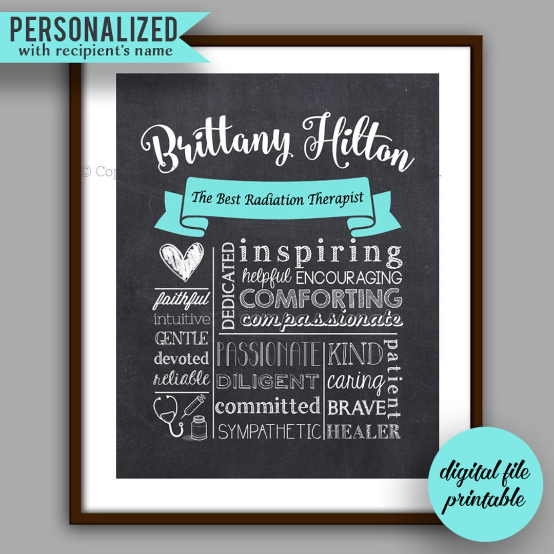 Radiation Therapist Gift, Therapist Chalkboard Style Printable ...