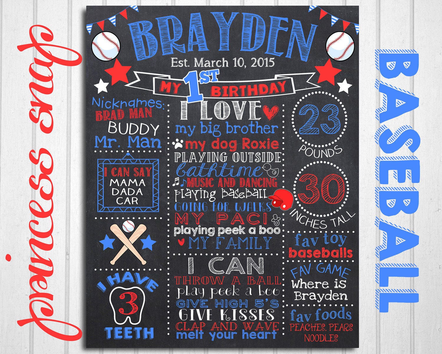 Baseball First Birthday Chalkboard Sports Milestone Baseball - Etsy