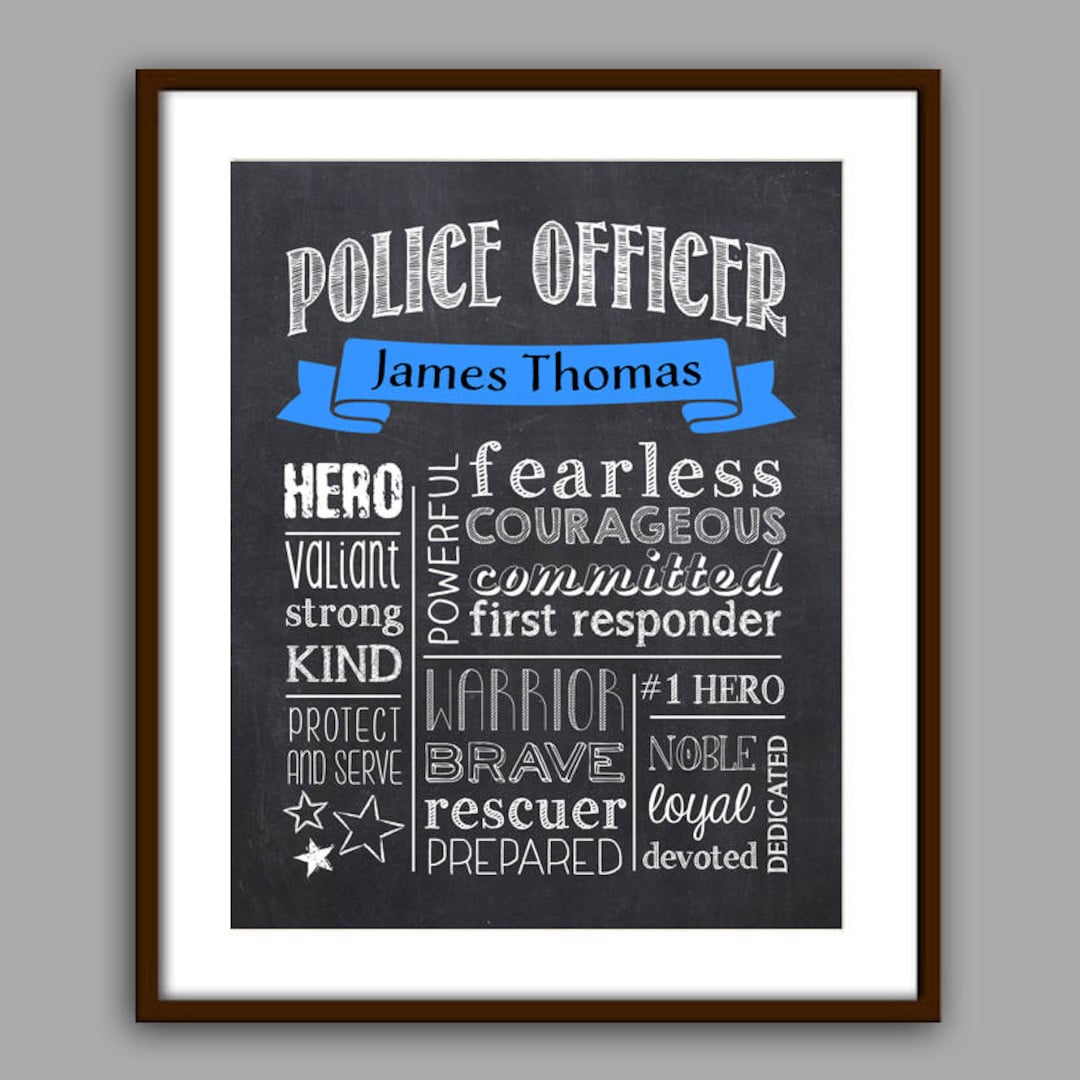 Police Officer Gift, Police Chalkboard Printable, Police Christmas ...