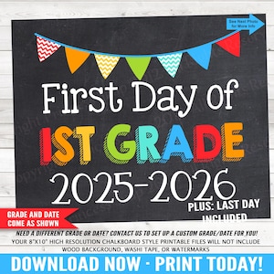 First Day of First Grade, 2025-2026, School Photo Prop, Rainbow 1st ...