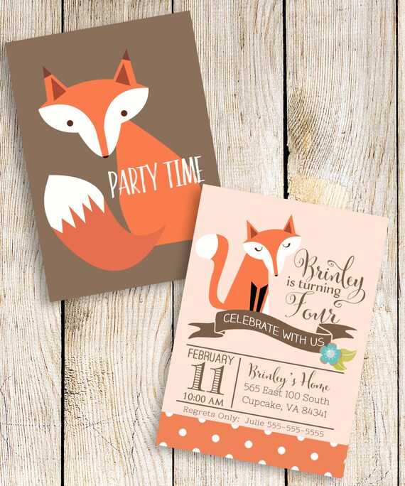 Fox Invitation Fox Birthday Invitation Fox Party Woodland | Etsy