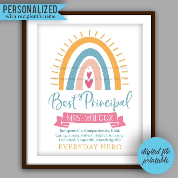 Principal Gift Principal Rainbow Printable Customized - Etsy