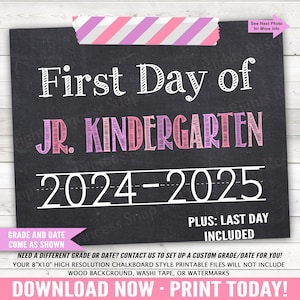First Day of Junior Kindergarten, First Day of 2024-2025, Pink Purple ...