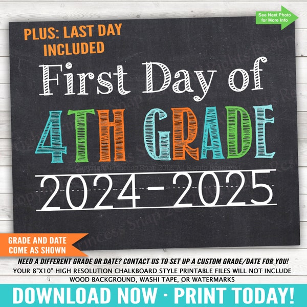 First and last day of 4th grade, 2024 2025 photo prop, - Etsy France