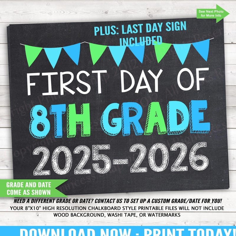First Day of 8th Grade - Etsy