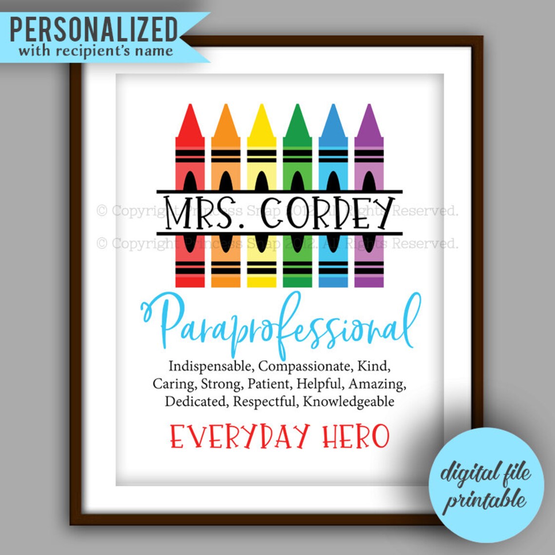 Paraprofessional Gift Para Printable Customizable Teacher - Etsy