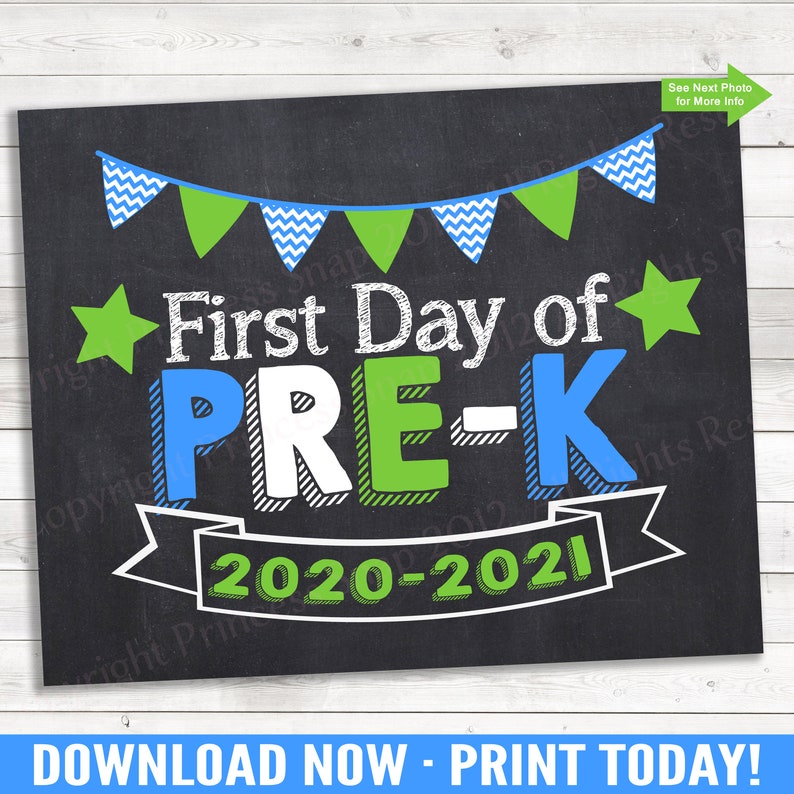 First and Last Day of Pre-K Printable Sign 2021-2022 Blue | Etsy