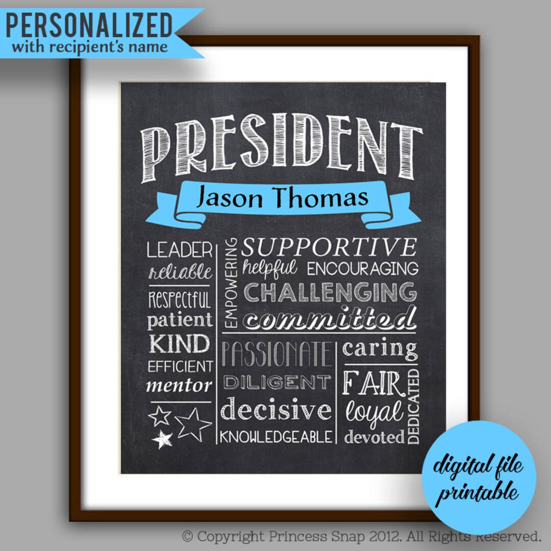 President Gift, Executive Chalkboard Printable, President Christmas ...