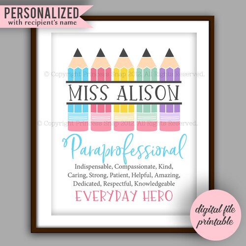 Paraprofessional Gift Para Printable Customizable Teacher - Etsy