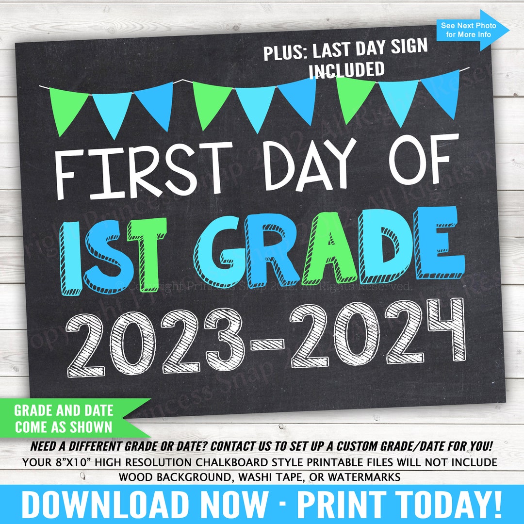 First and Last Day of 1st Grade 2023-2024 Photo Prop Blue - Etsy