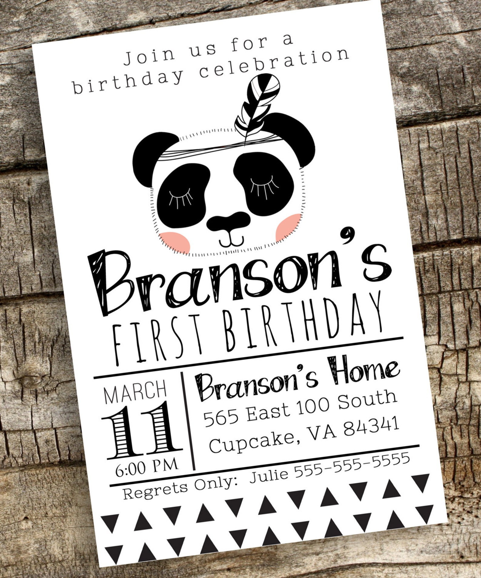 Panda Invitation Panda Party Invitation Tribal Birthday - Etsy
