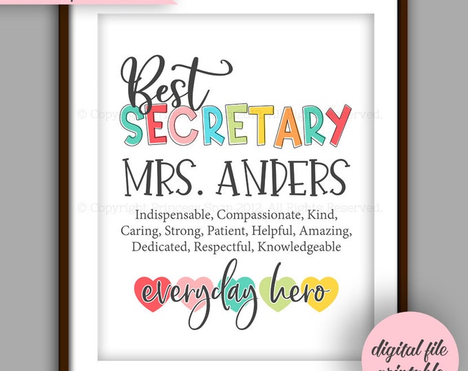 Administrative Assistant Appreciation, Secretary Gift Printable ...
