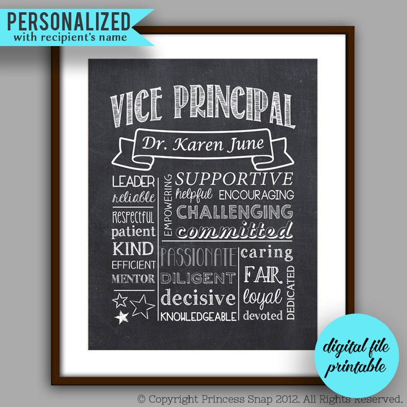 Vice Principal Gift, Principal Chalkboard Printable, Vice Principal ...