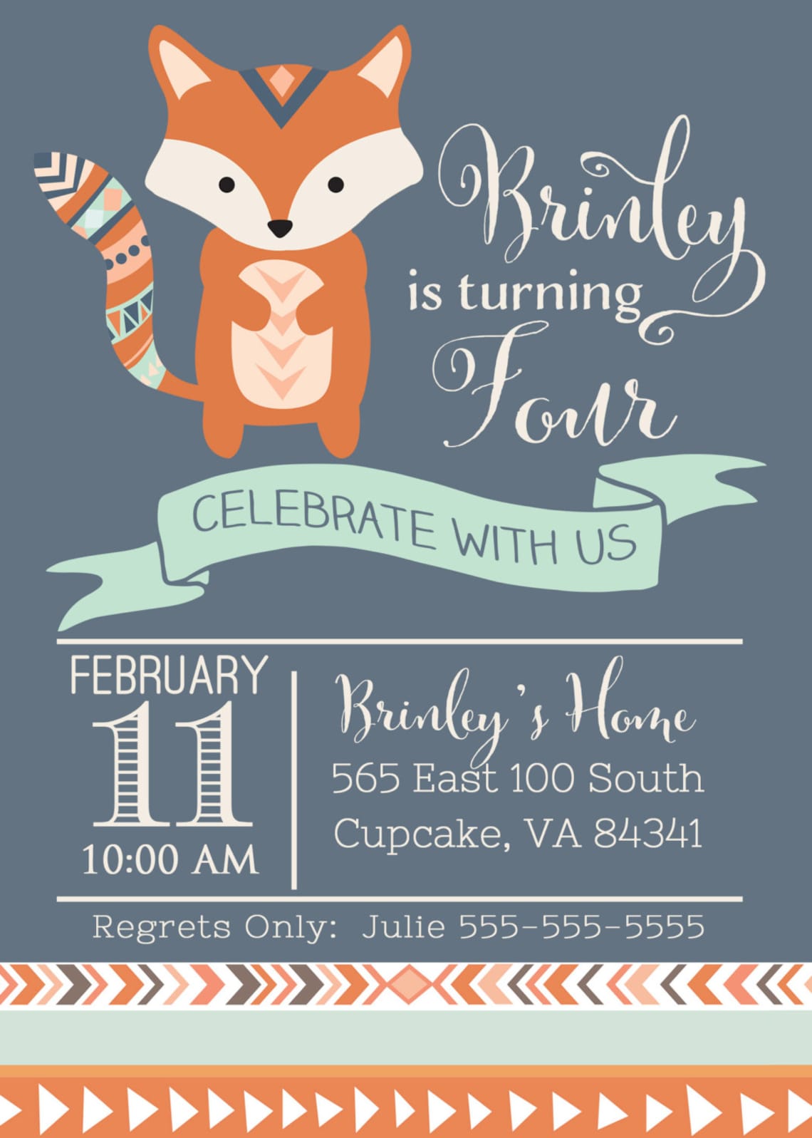 Fox Invitation, Fox Birthday Invitation, Fox Party, Woodland Invitation ...