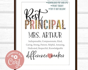 Principal Gift, Principal Printable, Customized Principal Gift, Unique ...