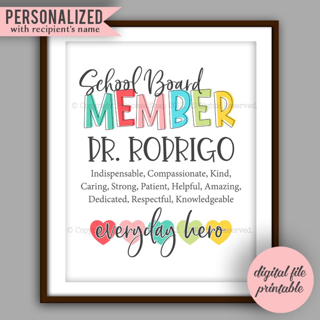 School Board Member Gift, Volunteer Gift, School Board Member Thank You ...