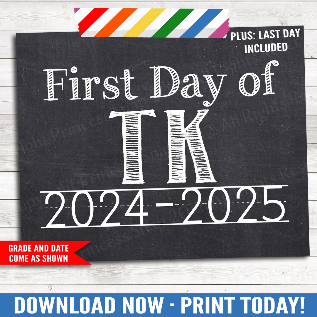 First and Last Day of Traditional Kindergarten, White on Chalkboard ...