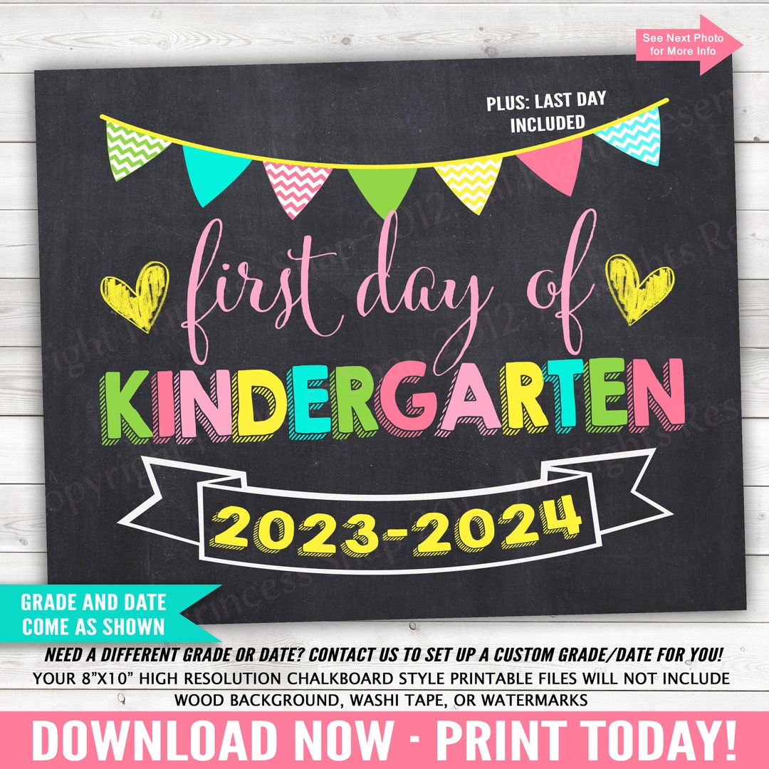 First and Last Day of Kindergarten 2023-2024 Yellow Pink Teal - Etsy