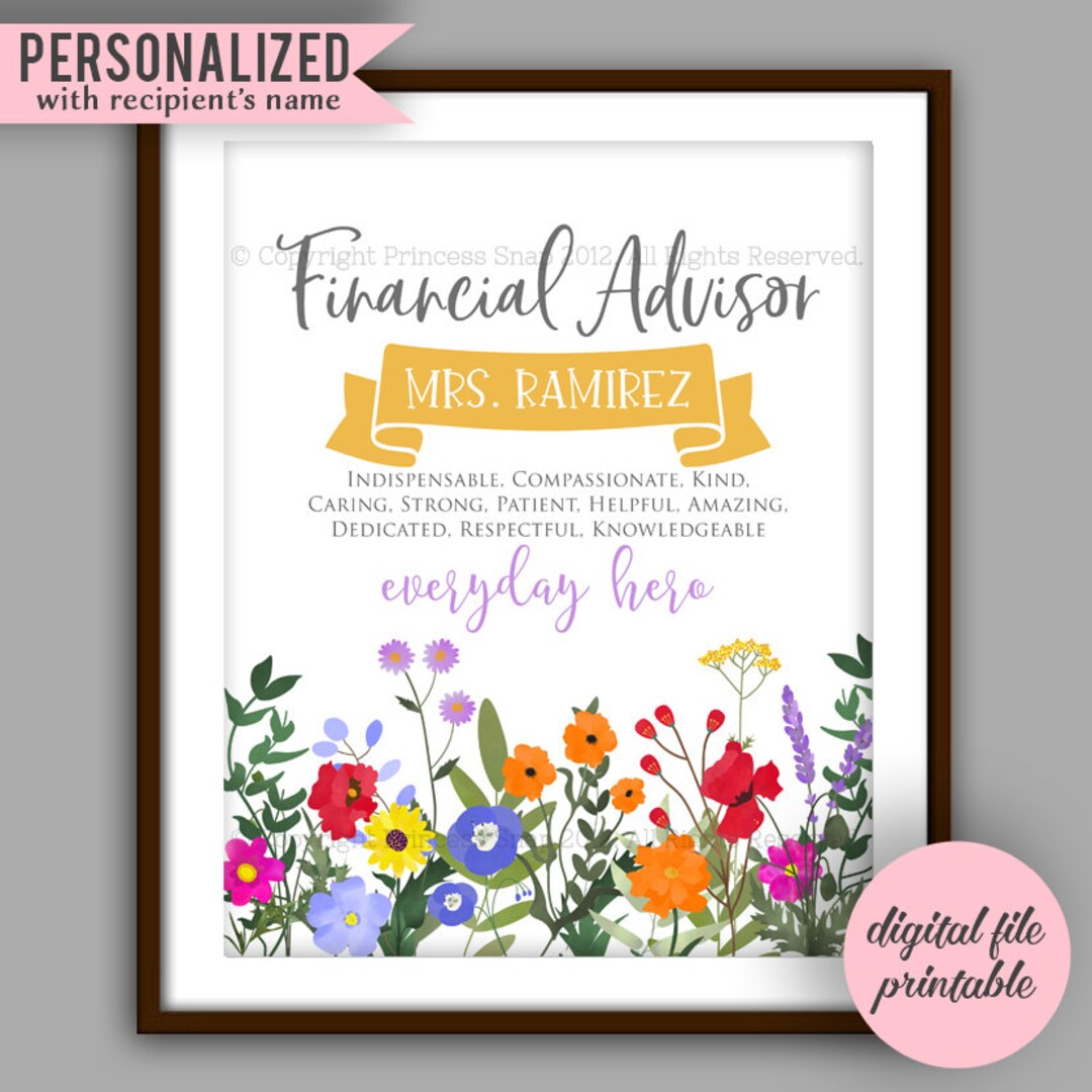 Financial Advisor Gift, Office Manager Chalkboard Style Printable ...