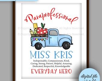 Paraprofessional Gift, Para Printable, Customizable Teacher Aide ...