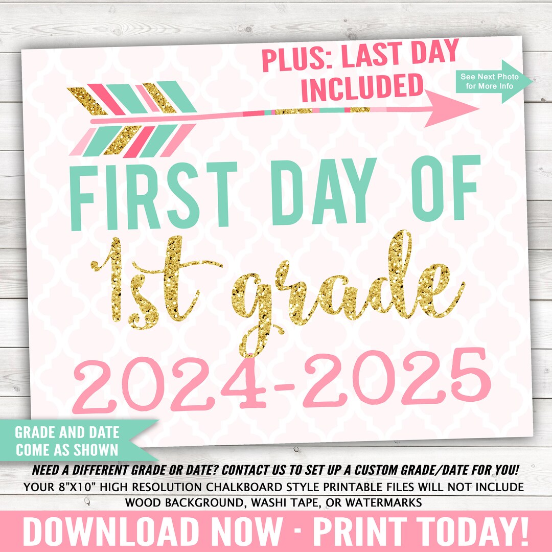 First and Last Day of 1st Grade, Arrow 1st Grade, 2024-2025 1st Grade ...
