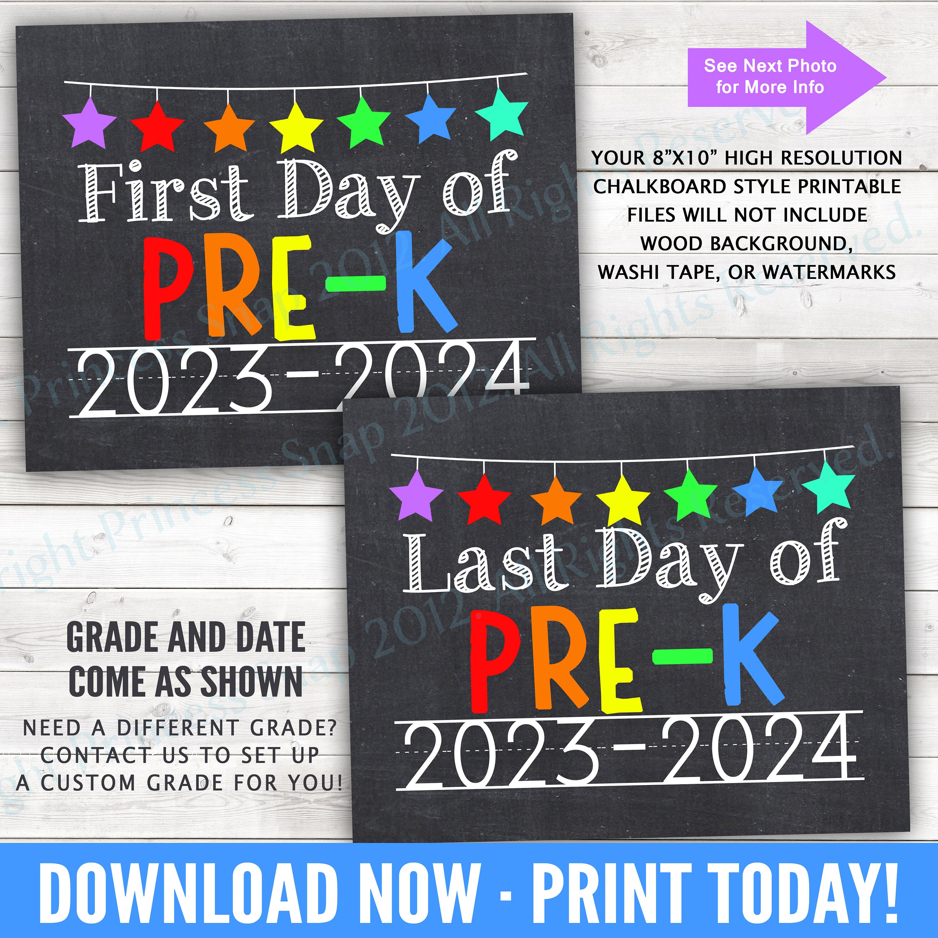 First and Last Day of Pre-K, 2023-2024, School Photo Prop, Rainbow ...