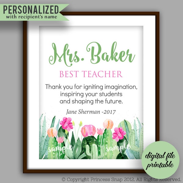 Teacher Appreciation Succulent Printable - Etsy