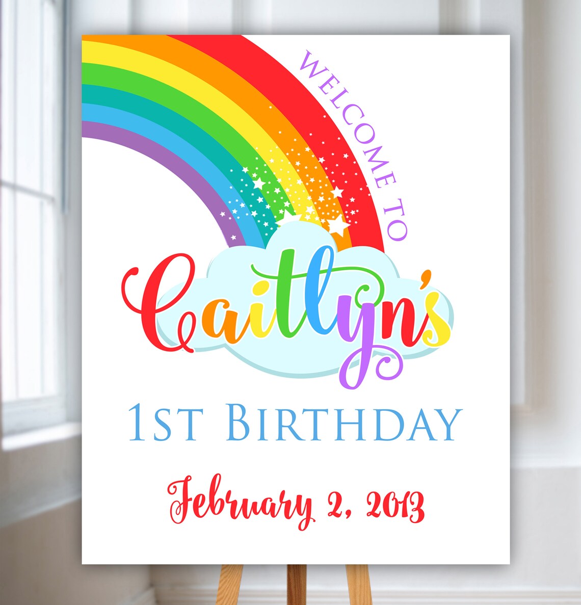 Rainbow Welcome Poster, Unicorn Rainbow Birthday Sign, Rainbow Welcome ...