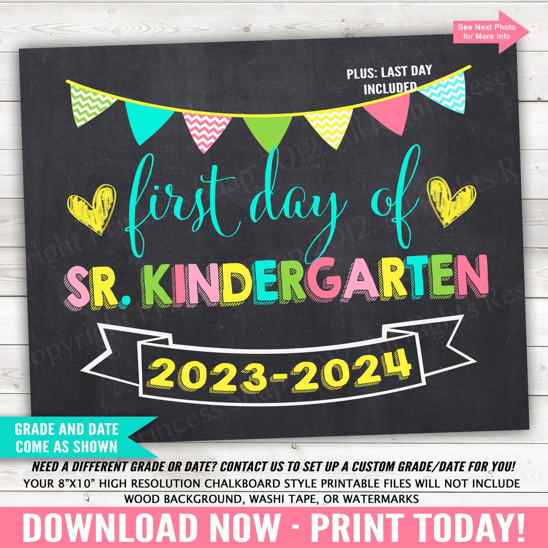 First and Last Day of Sr. Kindergarten Sr. K 2023-2024 - Etsy