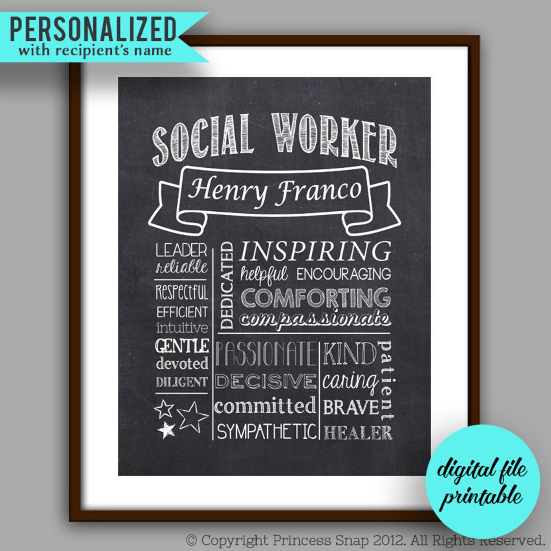 Social Worker Gift, Social Worker Chalkboard Style Printable, Counselor ...