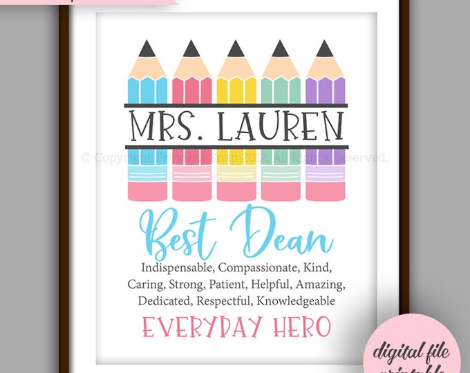 Dean of Students Gift, Dean Printable, Dean Christmas, Dean Appreciate ...