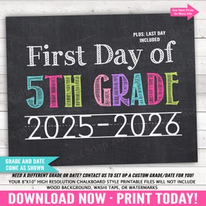 First and Last Day of 5th Grade, 2025-2026, 5th Grade Photo Prop, Pink ...