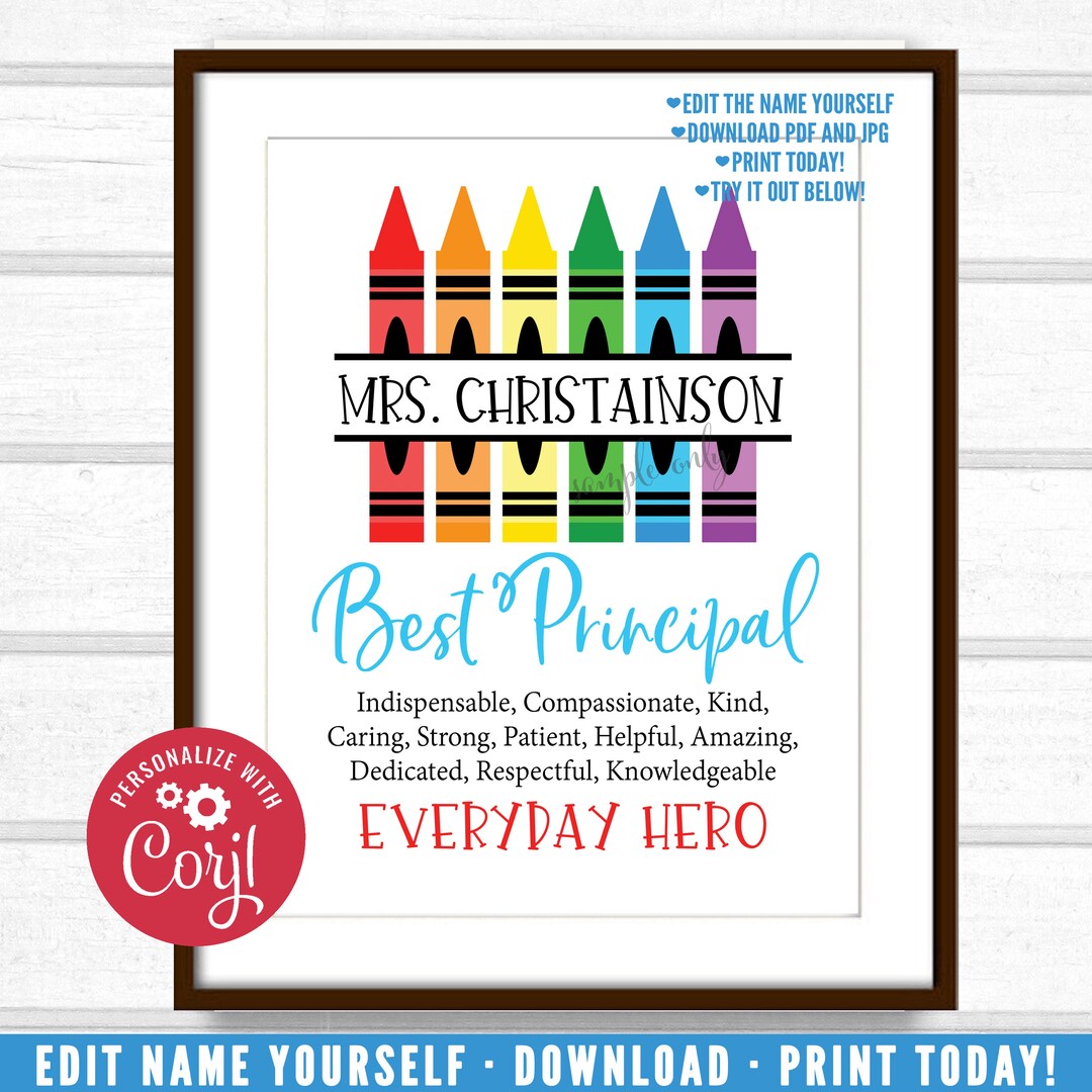 Principal Gift, Principal Printable, Customized Principal Gift, Unique ...