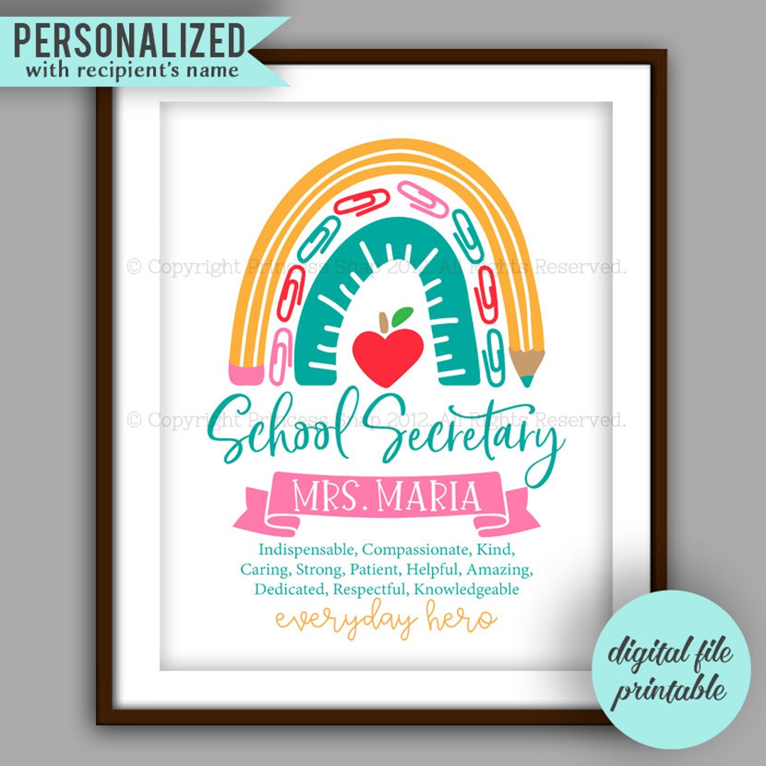 School Secretary, Administrative Assistant Appreciation Gift Printable ...