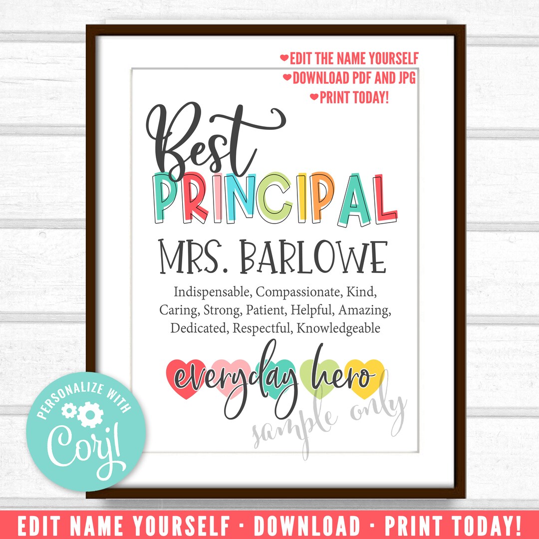 Principal Gift, Principal Printable, Customized Principal Gift, Unique ...