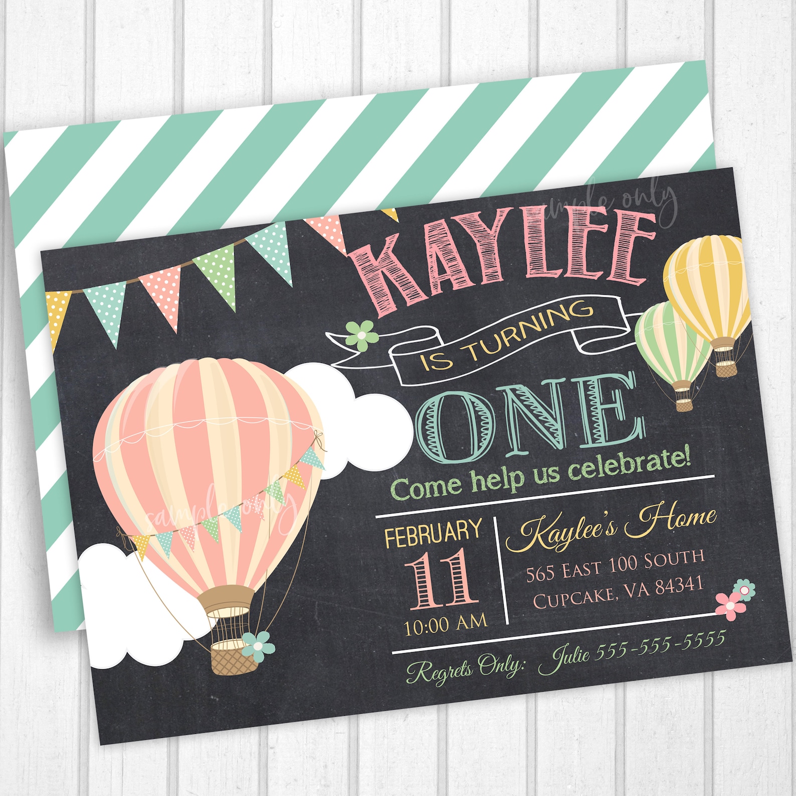 Hot Air Balloon Birthday Party Invitation 5x7 or 4x6 - Etsy
