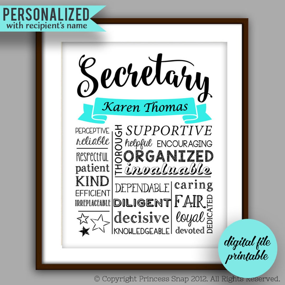 Secretary Gift, Administrative Assistant Printable, Secretary Christmas ...