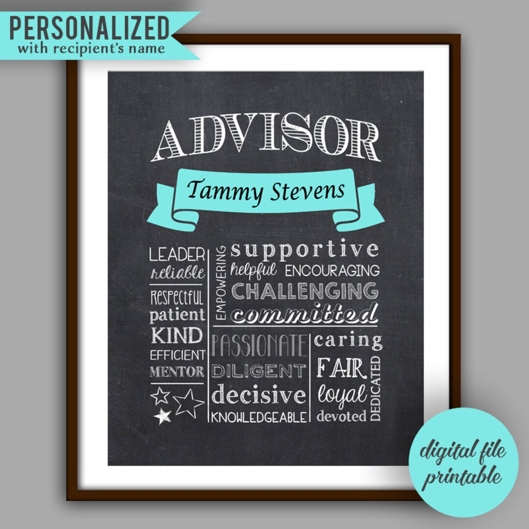 Advisor Gift, Lead Teacher Chalkboard Style Printable, Unique ...