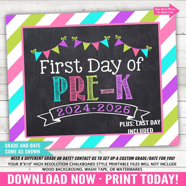 First and Last Day of Pre K, 2024 2025, 1st Day School, - Etsy