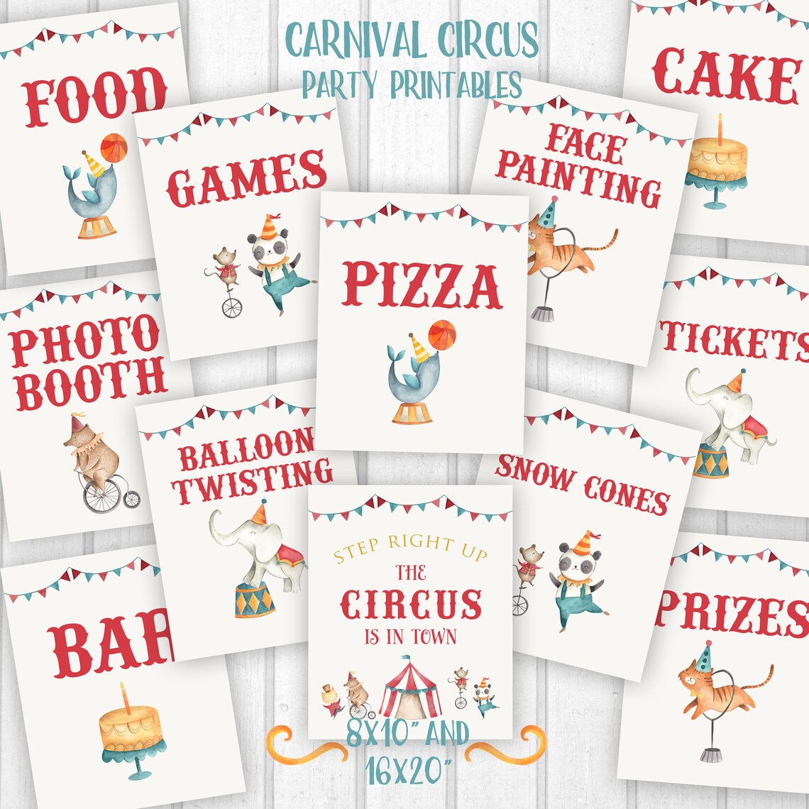 Circus Party Printables Carnival Poster Signs Circus Party - Etsy