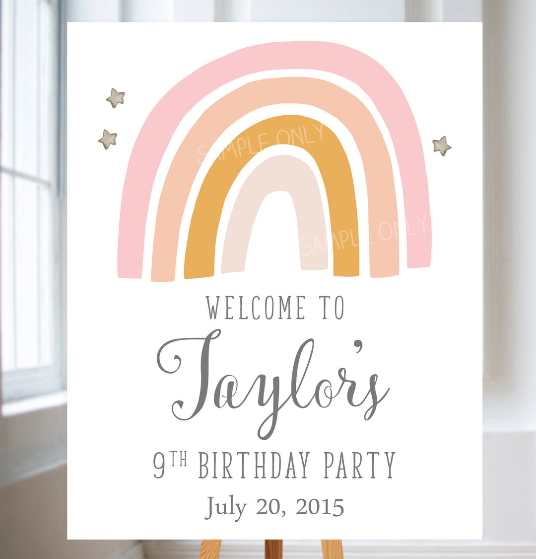 Rainbow Welcome Poster, Bohemian Rainbow Birthday Sign, Rainbow Welcome ...