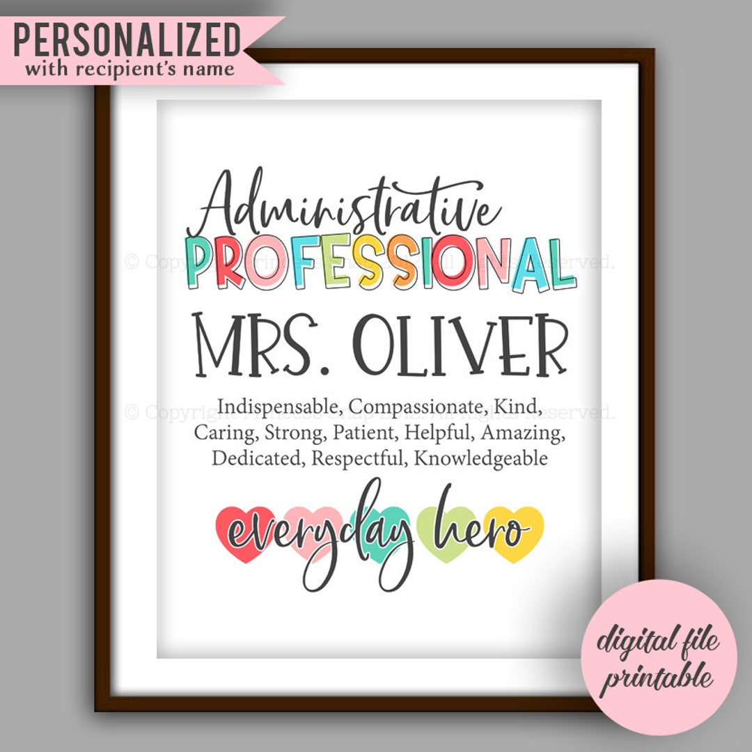 Administrative Professional, Secretary Appreciation Gift Printable ...