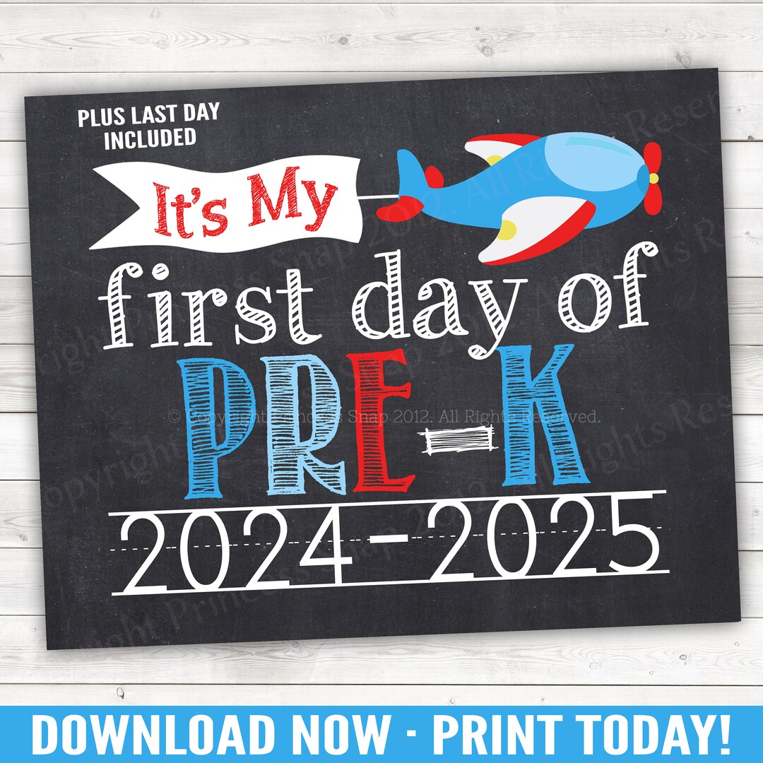 First and Last Day of Pre-k, 2024-2025, Prek Photo Prop, Blue Red ...