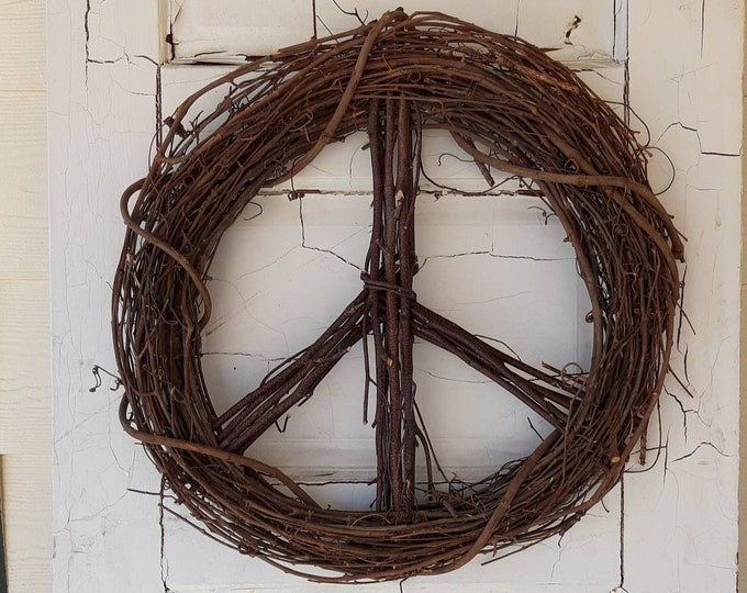 18 Lighted Battery Operated Peace Sign Wreath, Lighted Wreath, Peace ...