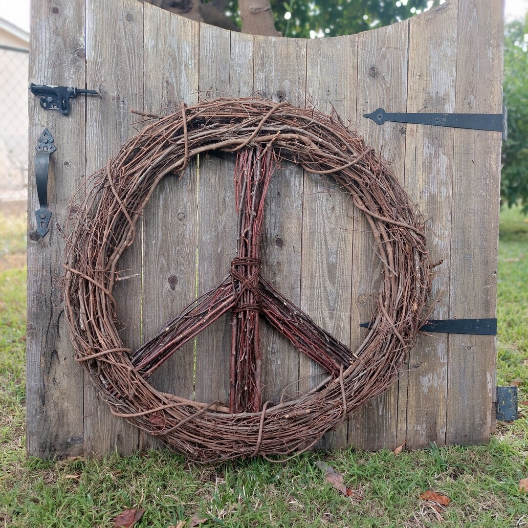 Jumbo Peace Wreath, Peace Sign Wreath, Door Wreath, Hippie Wreath ...