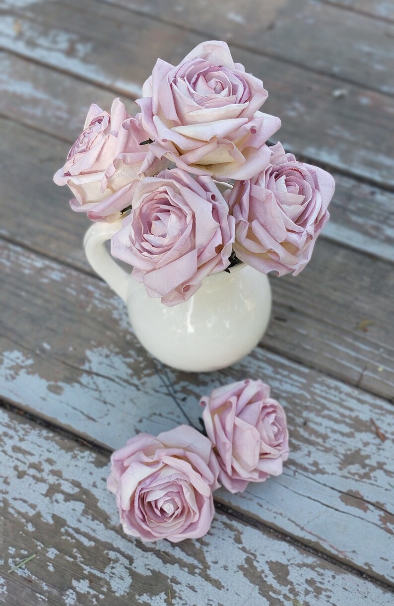Parchment Paper Roses: Light Lavender-mauve Floral Bouquet Flowers - Etsy