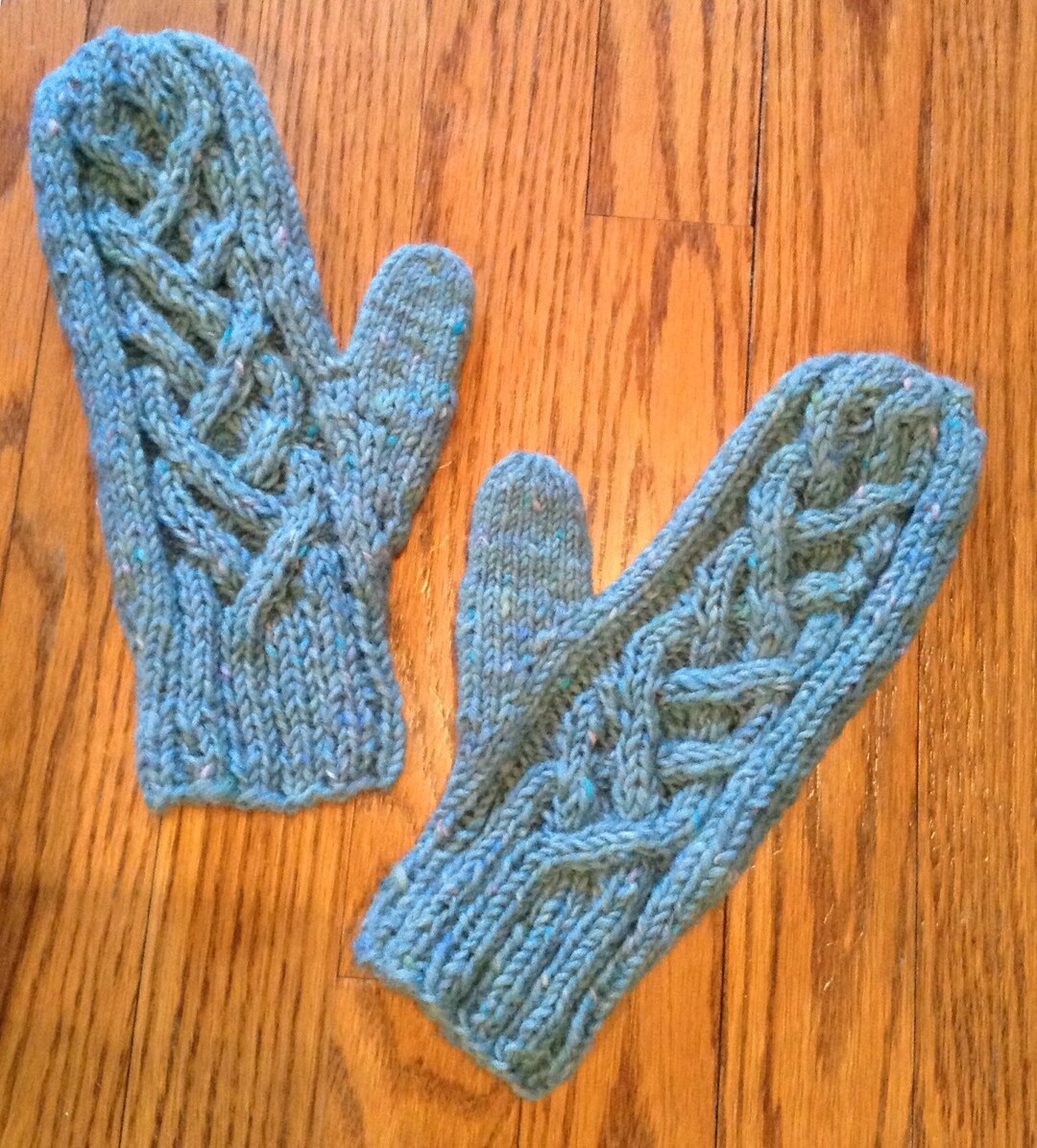 Celtic Cable Blue Mittens - Etsy