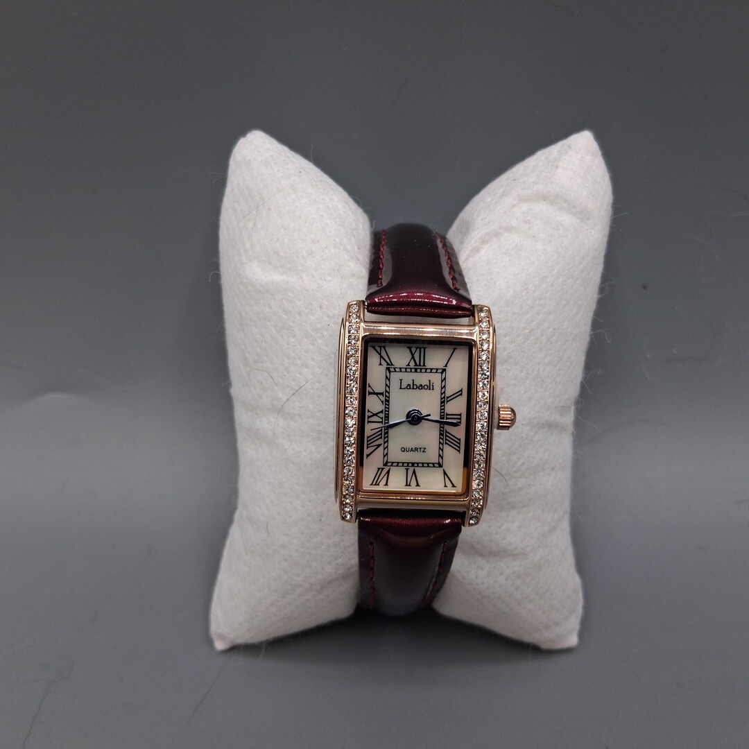 Labali Luxury Gold Tone Rectangular Tank-style Case Crystal on Bezel ...