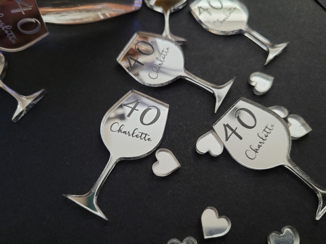 Happy 40th Birthday Confetti/ Gin Silver Mirror Scattered Confetti ...